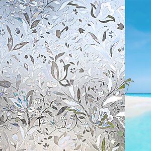 Window Film Privacy No Glue Static Cling 17.5" by 78.7" Glass Film Decorative Window Films Heat Control for Home Kitchen Office