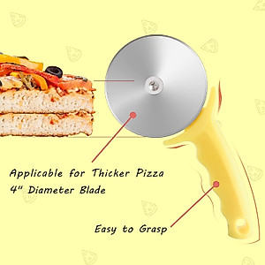 4-Inch Super Sharp Pizza Cutter Wheel,Stainless Steel Large Blade Pizza Cutter with Cover,Premium Kitchen Pizza Slicer with Good Grips Handle,Easy to Clean and Dishwasher Safe-Yellow