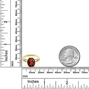 Gem Stone King 14K Yellow Gold 10X8MM Oval Gemstone Birthstone and White Diamond Engagement Ring | Wedding Anniversary Promise Gold Ring For Women | Size 5,6,7,8,9