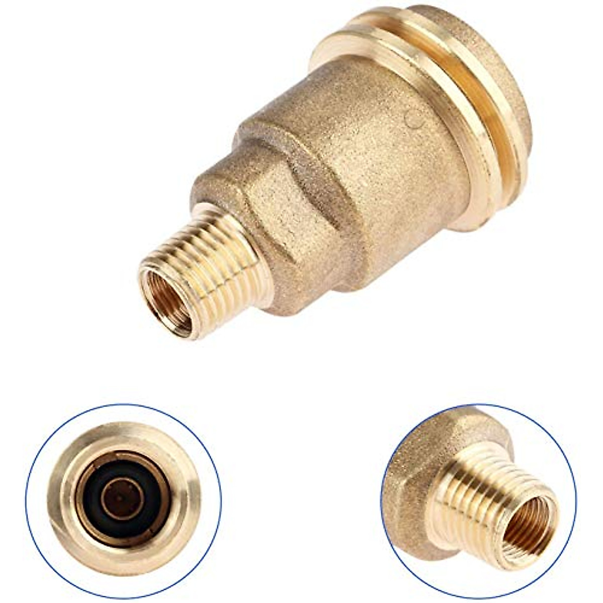 Male 5042 QCC1 Nut Propane Gas Fitting Hose Adapter with 1/4 Inch Male Pipe Thread, Propane Quick Connect Hose Adapters Fittings, Solid Brass Outdoor Cooking Propane Adapter