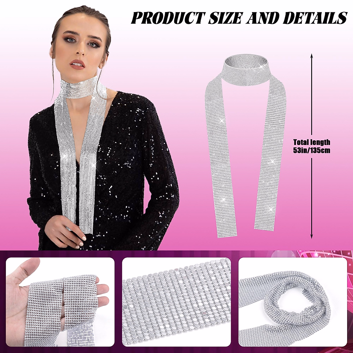 Dreamtop 70s Disco Accessories Women, 70s Disco Costume Set Disco Ball Earrings Bracelet Necklace Sunglasses Sequin Scarf Disco Ball Accessories