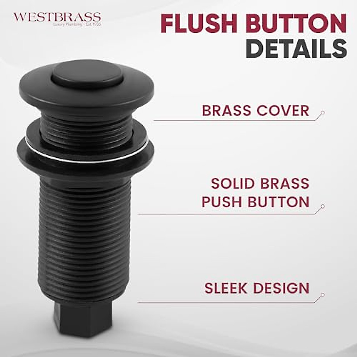 Westbrass ASB-B3-07 Sink Top Waste Disposal Replacement Air Switch Trim Only, Flush Button, Satin Nickel