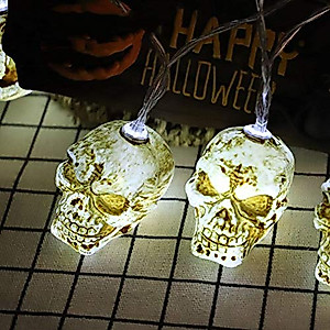 Led Skull Halloween Lights,Resin Party Battery Operated Fairy Lights Indoor Outdoor Garden Tree Decorative Wire Lights