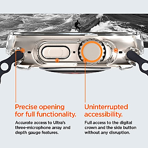 Spigen Ultra Hybrid Designed for Apple Watch Ultra 2/1 49mm Case with Full Coverage Screen Protector - Crystal Clear