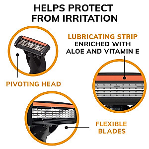 BIC Flex 4 Hybrid Men's 4-Blade Disposable Razor, 2 Handles and 20 Cartridges, Smooth and Close Shave