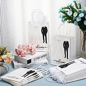 Zhanmai 50 Sets Wedding Welcome Bags with 50 Sheets Tissue Paper Wedding Favor Bags Welcome to Our Wedding Gift Bags Wedding Party Gift Bags with Handles for Wedding Guests,5.91 x 3.15 x 8.27 Inches
