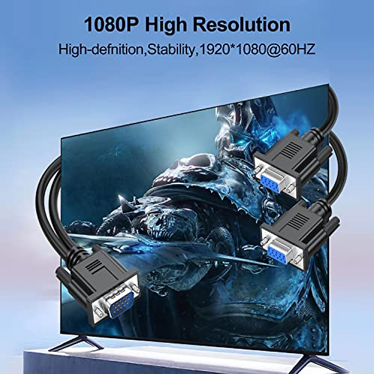 UKYEE VGA Splitter Cable Dual VGA Monitor Y Cable 1 Male to 2 Female Adapter Converter Video Cable for Screen Duplication - Does NOT Show Separate Displays (No Screen Extension)