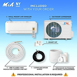 Cooper & Hunter MIA Series, Mini Split Air Conditioner and Heater, 6,000 BTU, 115V, 21.5 SEER2, Wall Mount Ductless Inverter Heat Pump System, Including 16ft Installation kit