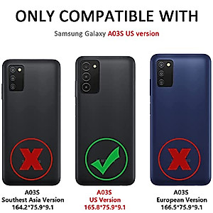 Nvollnoe for Samsung A03S Case with Sliding Camera Cover Heavy Duty Protective Galaxy A03S Case with Card Holder Magnetic Rotate Ring Kickstand Phone Case for Samsung Galaxy A03S(Purple)