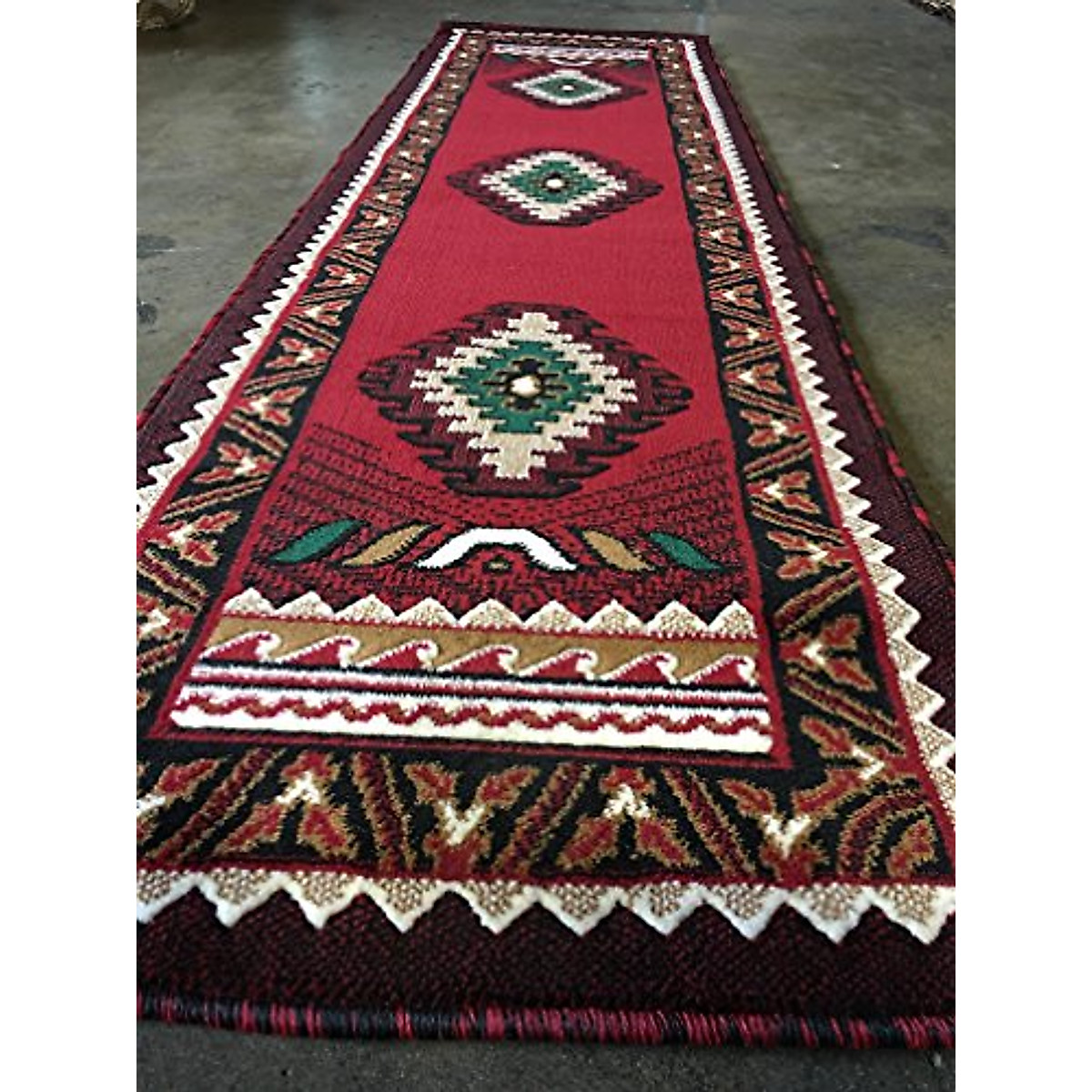 South West Native American Runner Area Rug Red Design D143 (2ft.x7ft.)