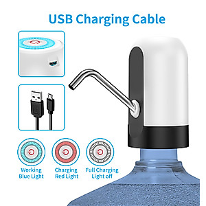 5 Gallon Water Bottle Dispenser USB Charging Automatic Drinking Electric Water Pump for Universal 3-5 Gallon Bottle Portable Water Dispenser Pump for Camping