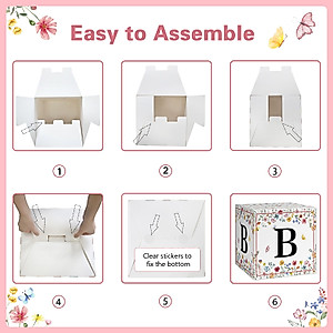 Heboland Wildflower Baby Shower Decorations Baby Boxes with Letters, 4 Pcs Baby in Bloom Thickend Cardstock Blocks Baby Banner, Box Clear Stickers for Girls Party Decor