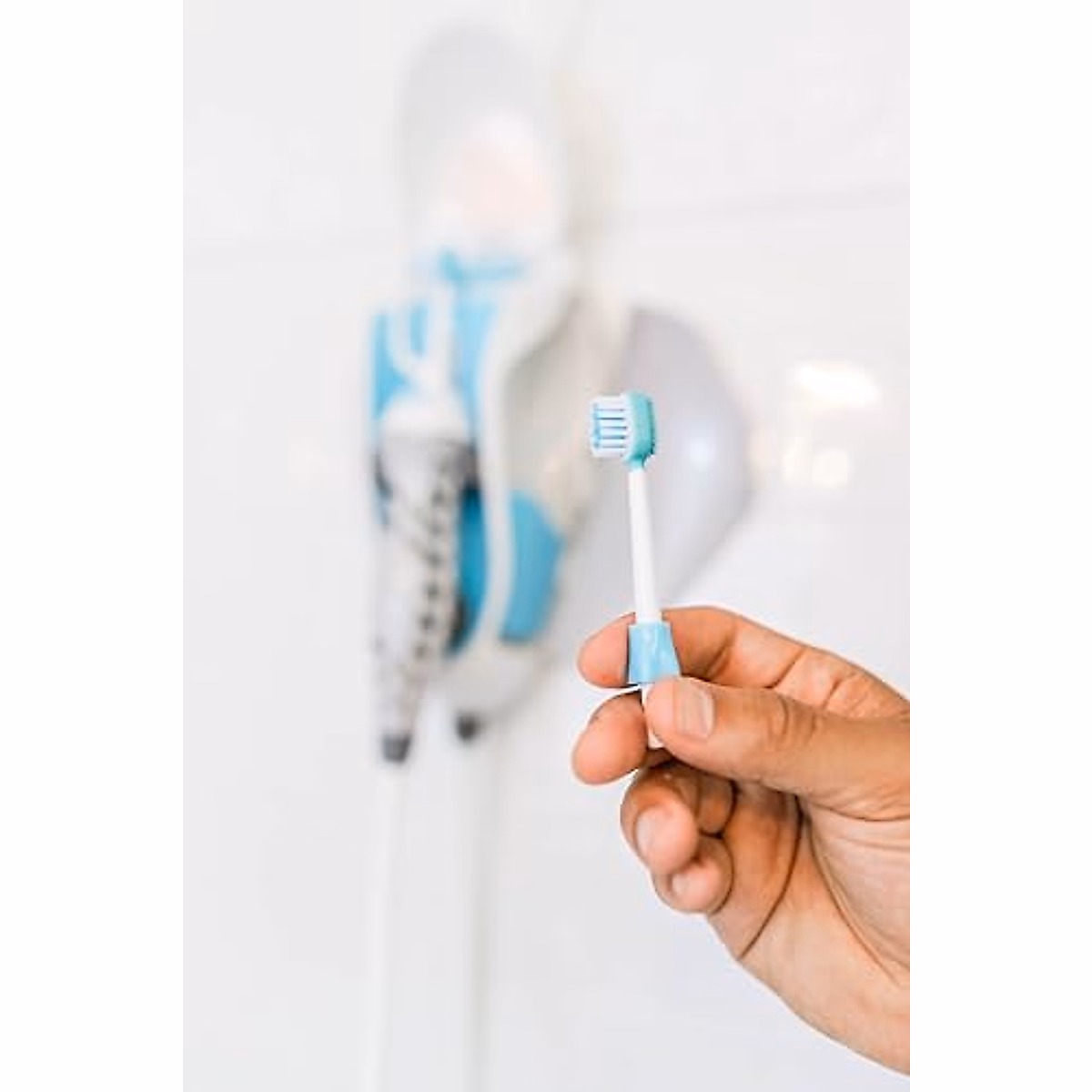 Tooth Shower Water Flossing Single Head Toothbrush, ToothShower Replacement Toothbrush Heads and Flossing Accessories, Oral Irrigator for Teeth, Braces, Ortho Bars, Implants (Blue)