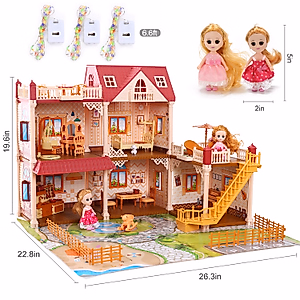 Doll House Dollhouse with Light, Dream Gift for Girls