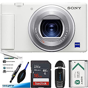 Sony ZV-1 Digital Camera (White) + Expo 16GB Basic Accessories Bundle (Renewed)