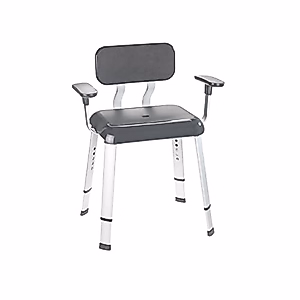WENKO Shower Chair for Inside Shower, Bathtub Seat for Seniors, Elderly, Handicap Bath Chair with Arms and Back, Adjustable Height, Holds up to 286.6 lbs, 24.8 x 28.1-32 x 18.3 in