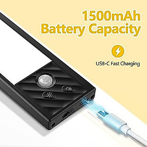 Trushome Under Cabinet Lights Motion Sensor, 40 LED Rechargeable Under Cabinet Lighting Wireless, 3 Color Temps & Brightness Dimmable Closet Lights, Magnetic Under Counter Lights for Kitchen, 2 Pack