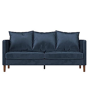 Novogratz Paige Modern Pillowback Sofa, Navy Blue Velvet