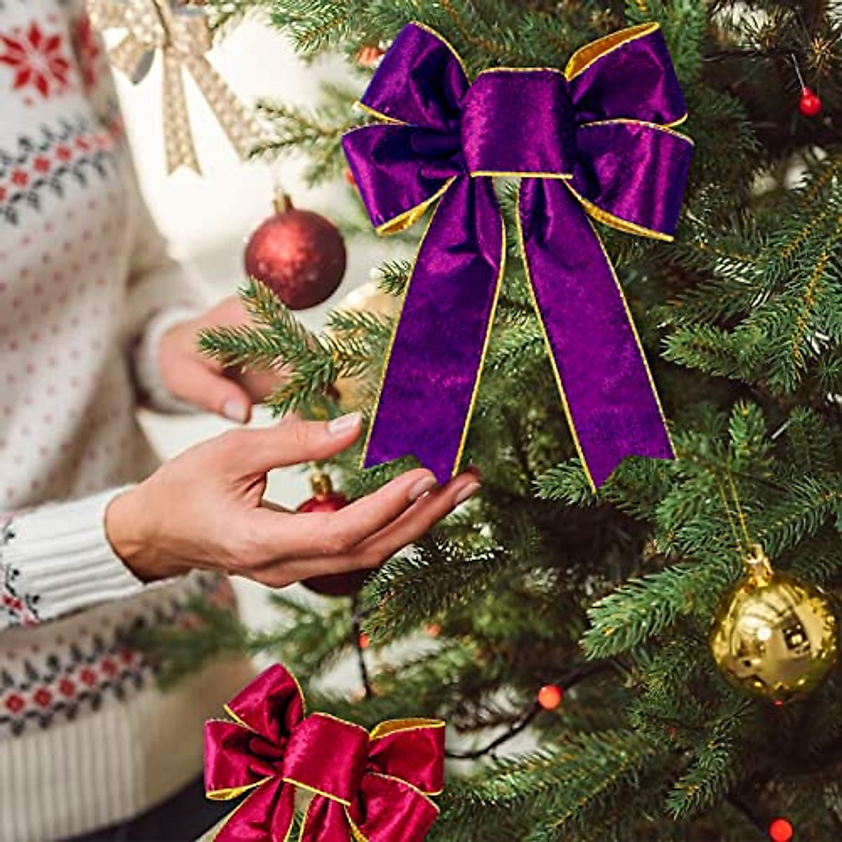 Purple Wired Velvet Ribbon for Gift Wrapping, Chrisrtmas Tree (2-1/2 inch, 5 Yards)