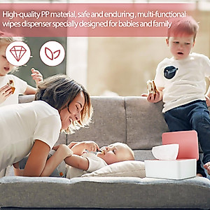 Whiidoom Diaper Wipes Dispenser Wipes Holder, Wipes Tissue Case Keeps Wipes Fresh Tissue Wipes Container with Lid (Pink)