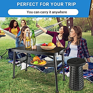 maliven Portable Folding Table and Stool Set, Lightweight Foldable Table & Collapsible Stool for Camping Picnic Beach Fishing, Sturdy Small Outdoor Table with Mesh Layer Storage
