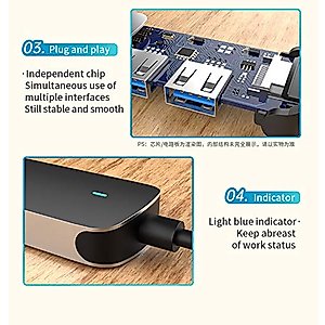 USB C Hub, 6 in 1 USB C Docking Station with 4K HDMI, 1 USB 3.0/1 USB 2.0, PD, SD/TF Card Reader, Type-C Data Transfer., space grey