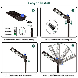 Ecledmall Parking lot Lights 300W, led Parking lot Light with Dusk to Dawn photocell 1000W HID/HPS Equivalent,IP65 Waterproof Outdoor led Area Light Slip Fitter mounting 5000K 42000LM
