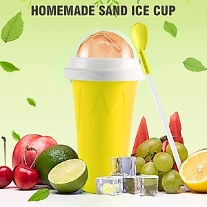memrable Slushy Maker Cup, Portable Slushie Tik Tok Quick Frozen Smoothies on the Go, Homemade Ice Cream Squeeze Magic Double Layer Milkshake and Smoothie (Yellow), 9.57 x 4.49 4.41