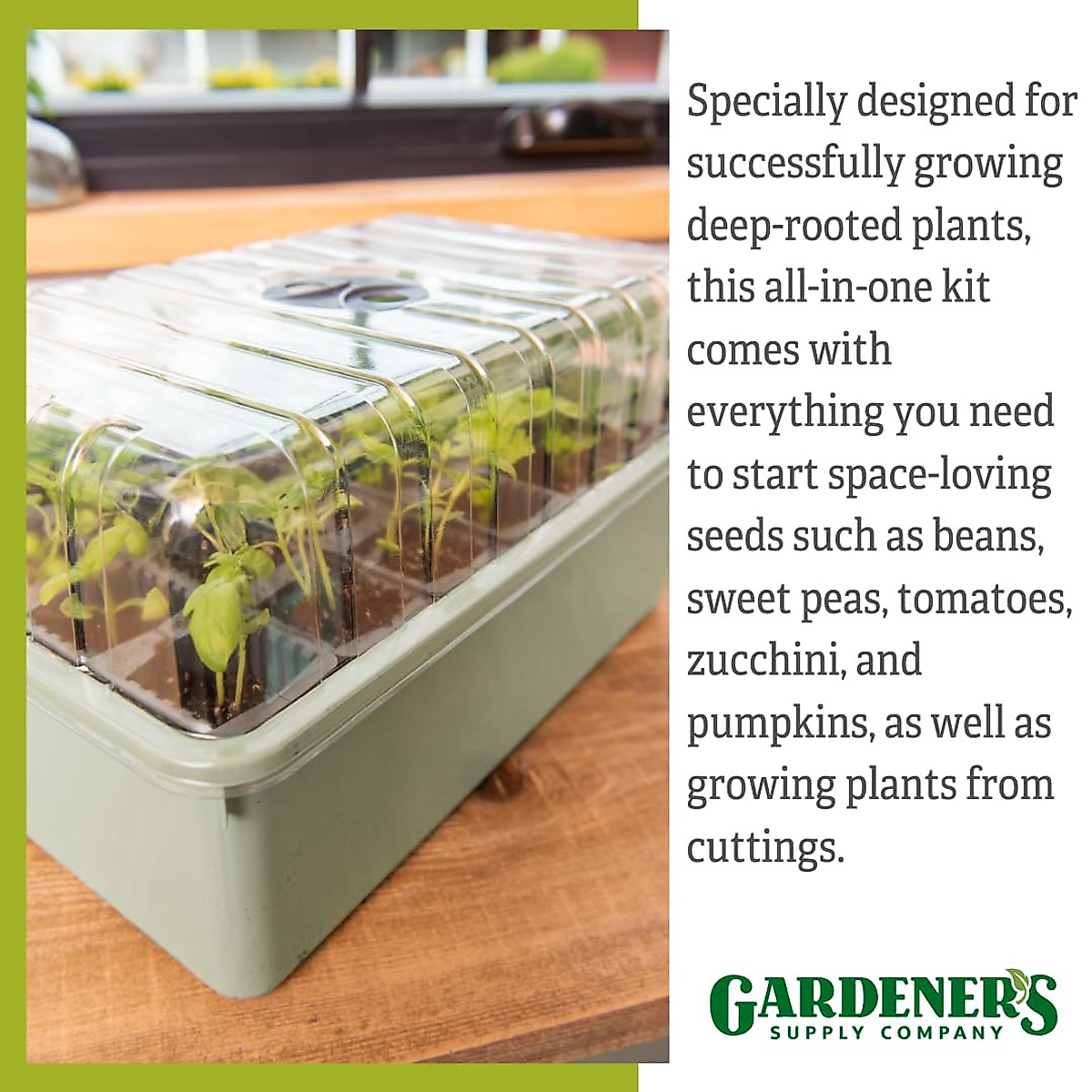 Gardener's Supply Company Deep Root Success | Self Watering Seed Starting Kit, 28-Cell Snap Apart for Easy Transplating | 4.75" Deep Cells, Growing Bin & Vented Humidity Dome