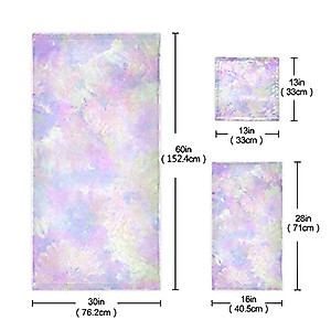 ALAZA Swirl Rainbow Tie-Dye Pastel Blot Print Towel Bathroom Sets 3 Piece Bath Towel Sets1 Bath Towel 1 Hand Towel 1 Washcloth Soft Luxury Absorbent Decorative Towels for Beach Gym Spa