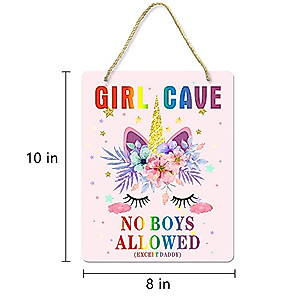 Uflashmi Girl Cave Sign, Little Baby Girl Room Decor Bedroom Wall Decor, 8x10 inch Metal Aluminum