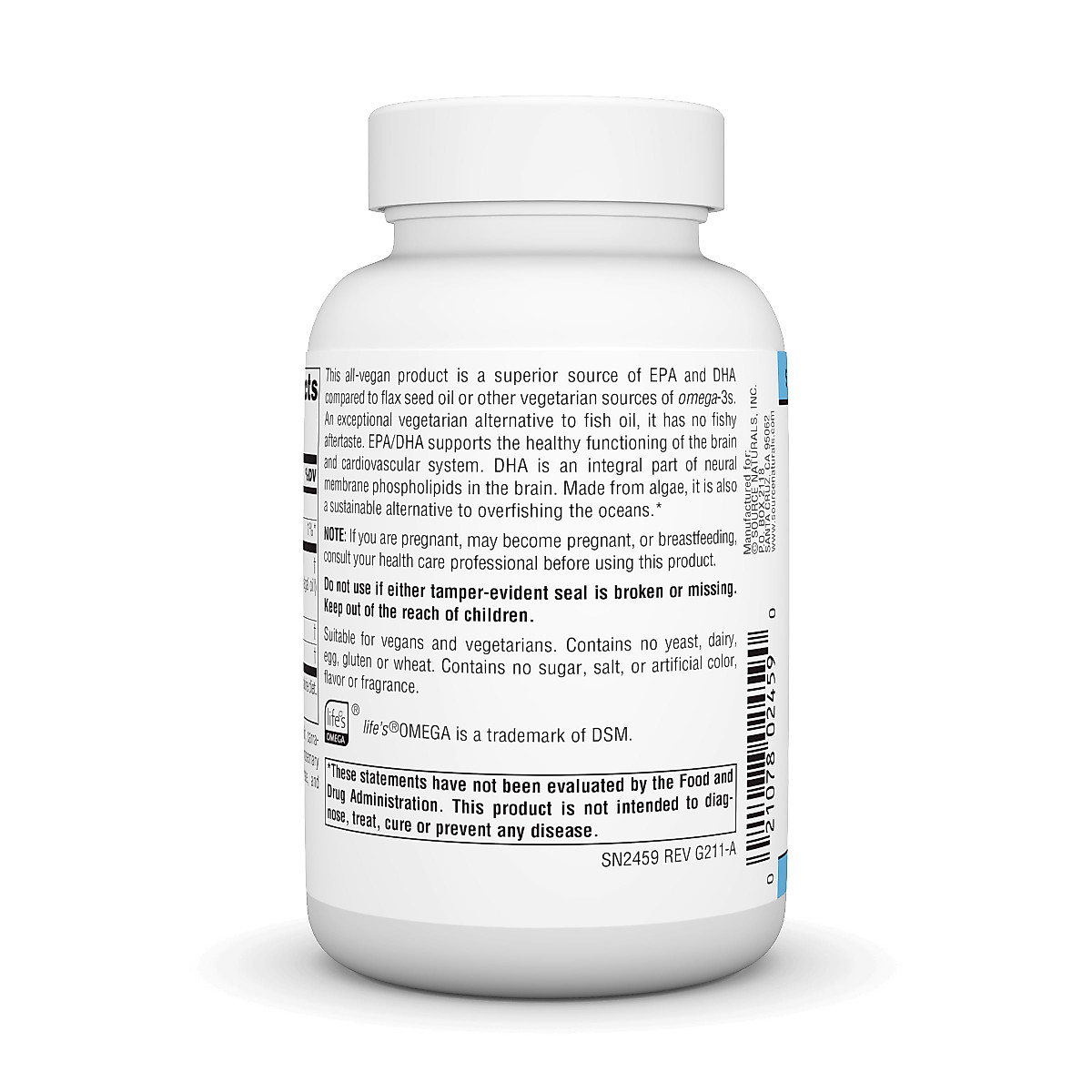 Source Naturals Vegan Omega-3s, Non-Fish EPA-DHA, for Heart and Brain Health Support* 300 mg - 60 Vegan Softfgels