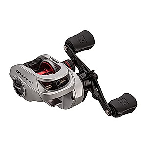 13 FISHING - Origin F1 Baitcast Reel - 6.6:1 Gear Ratio - Left Hand Retrieve (100 Size) (Fresh) - OF1-6.6-LH,Silver/Black/Red