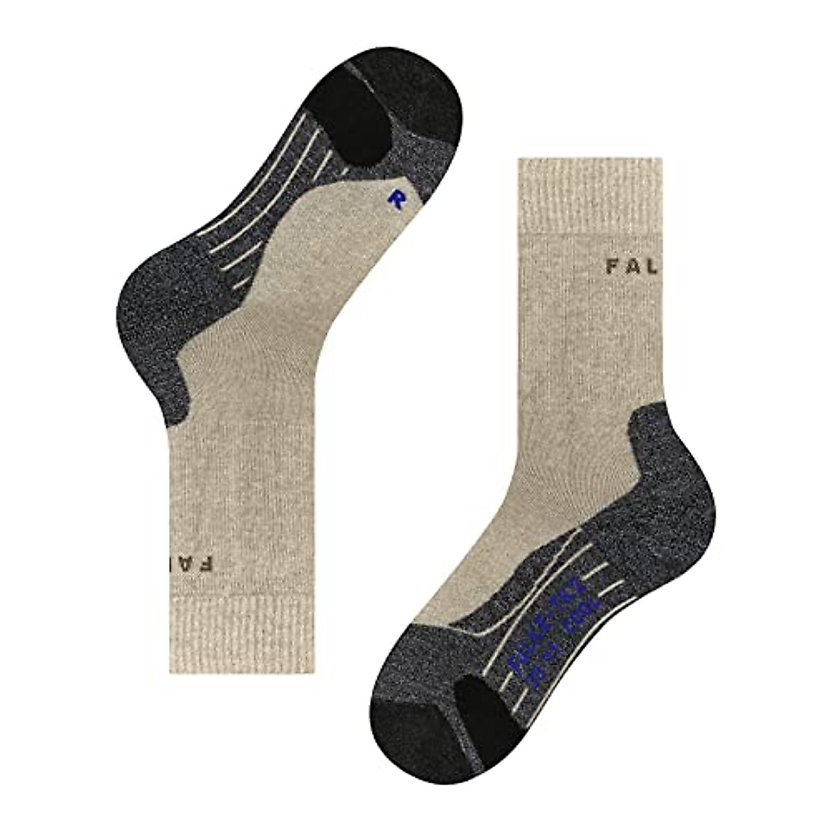 FALKE Men's TK2 Explore Cool Hiking Socks, Breathable Quick Dry, Mid Calf, Medium Padding, Cooling, Athletic Sock, Beige (Nature Mel 4100), 10.5-11.5, 1 Pair