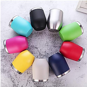 Gteller 12 oz Stainless Steel Wine Tumbler Stemless Glasses with Lid, Double Wall Insulated Travel Mug Perfect for Wine, Coffee, Drinks, Champagne, Cocktails(Black)