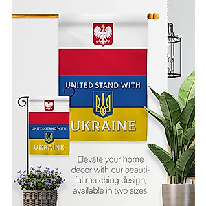 Ukraine Flag Poland Stand with Ukraine House Flag Dowel Set Support Cause Ukrainian Decoration Banner Small Garden Yard Gift Double-Sided, Made in USA