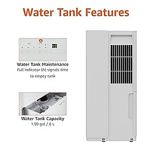 Amazon Basics Large Dehumidifier for Basements, Bathroom, up to 4000 SFT, 50 Pint, Energy Star Certified, Timer, Auto-Defrost, Overflow Protection, White