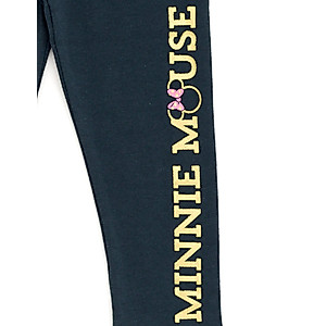 Disney Minnie Mouse Little Girls Zip Up Vest Puffer T-Shirt and Leggings 3 Piece Outfit Set Pink/Gray 6