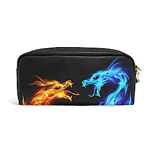Pencil Case Abstract Animal Dragon Pattern Leather Pen Pencil Case Box Pouch Zipper Makeup Cosmetic Bag Travel