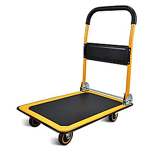ZLMMY 360 Degree Swivel Wheels and Foldable,Portable Push Pull Cart Dolly,Moving Platform Hand Truck,Load 150KGS (Color : Yellow)