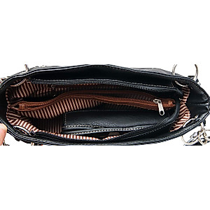 HW Collection Dog Paw Print Handbag Women Shoulder Purse Wallet Set Western Style (Black)