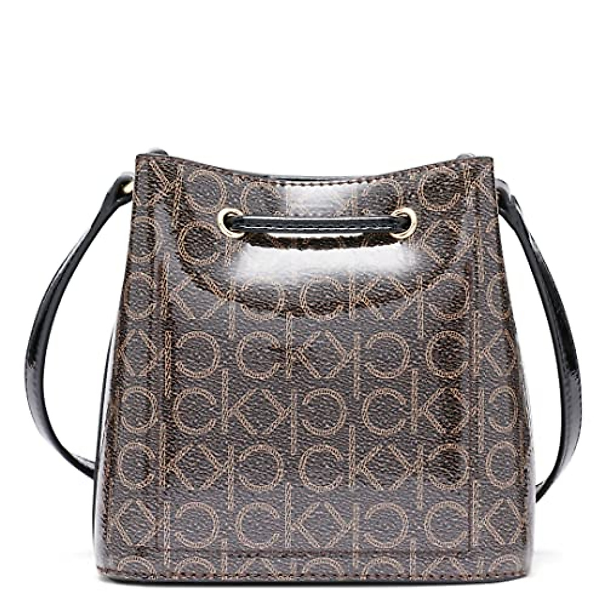 Calvin Klein Astatine Micro Mini Bucket Crossbody, Brown/Khaki/Black Logo,One Size