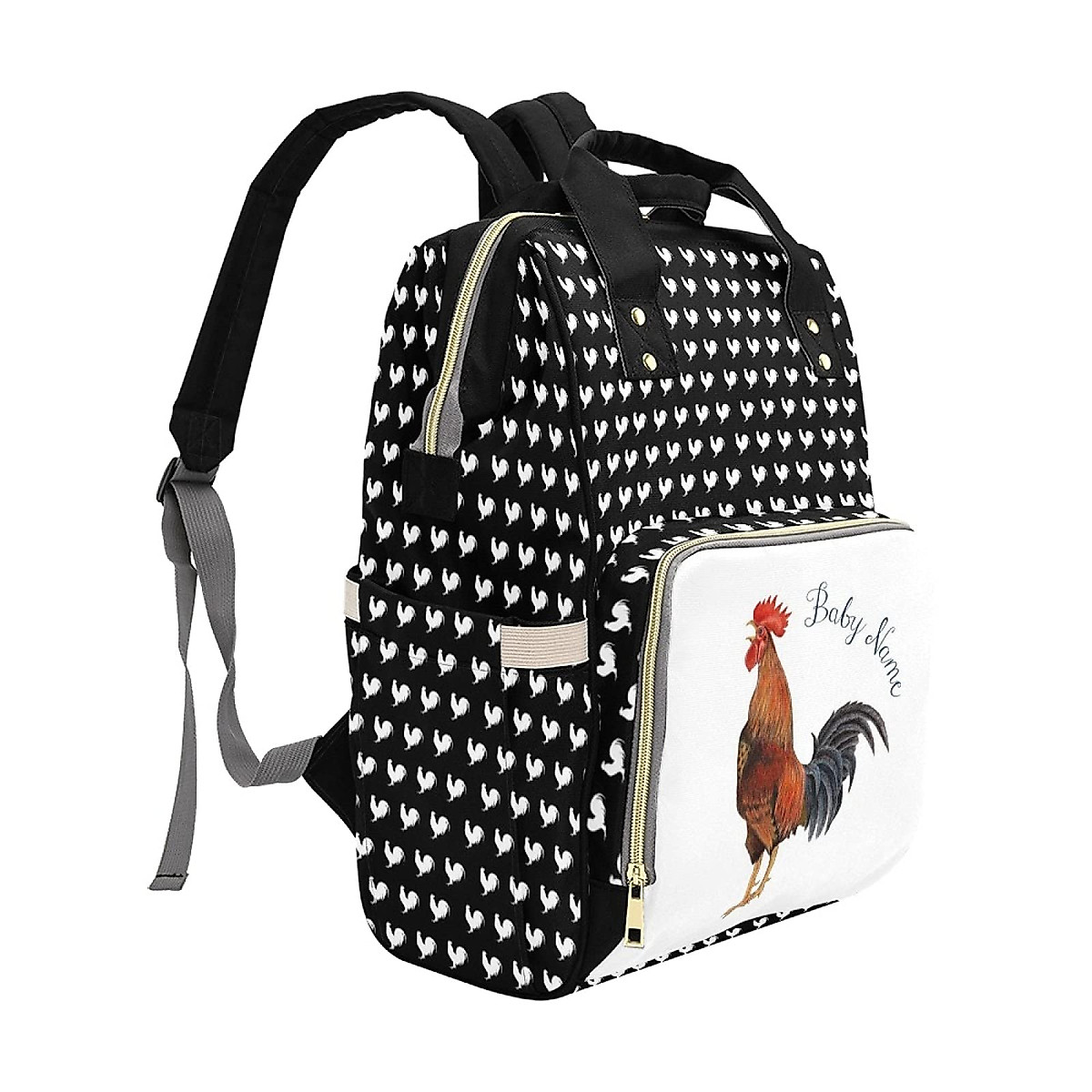 bliblisa Personalized Chickens Diaper Bag with Name Nappy Bags Travel Casual Mummy Backpack for Mom Girl Boy