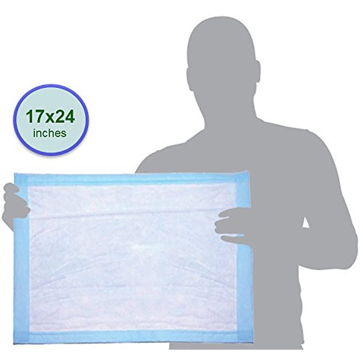 Disposable Baby Changing Pad Liner - Economy Pack 50 Count (17 x 24 Inch) - Waterproof Absorbent Blue Hospital Underpad for Incontinence with Moisture Protector - Small Chux by BrightCare