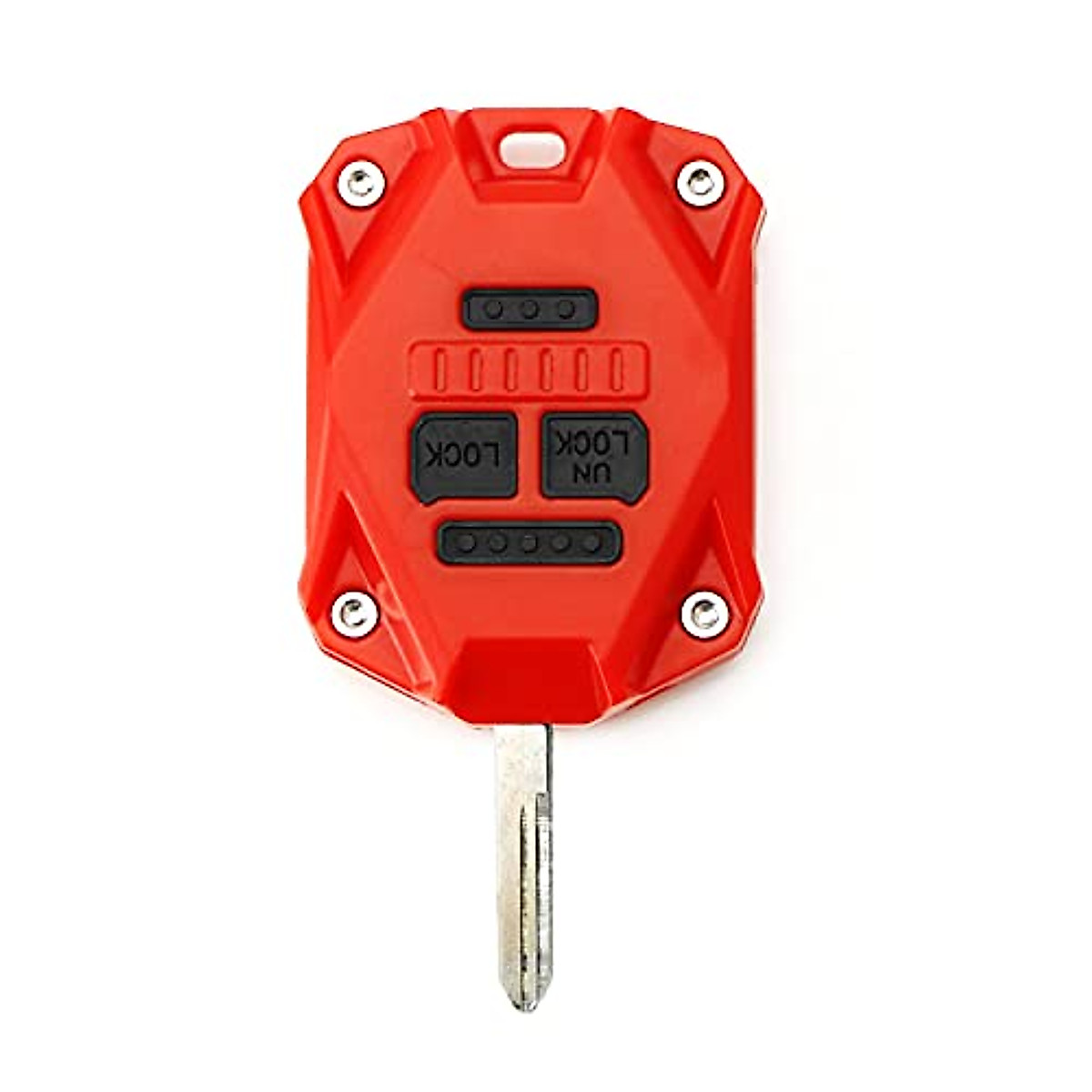 iJDMTOY Large/Big Red Plastic Key Remote Fob Enclosure Shell w/Black Keypads, Compatible with Jeep 2007-2017 Wrangler JK