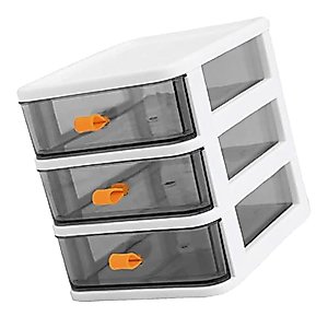 CIYODO Box Cosmetic Container - Household Office Style Cabinet Desk Display with Handle Clear Sundries Home Multi- Great Plastic Versatile Kitchen Storage Type Chest Tabletop