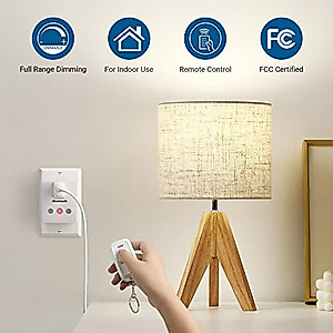 DEWENWILS Dimmer Switches for Led Lights, Remote Light Dimmer for Indoor Use, 100FT Range, Compatible with Dimmable LED/Tungsten Bulbs, FCC Certified