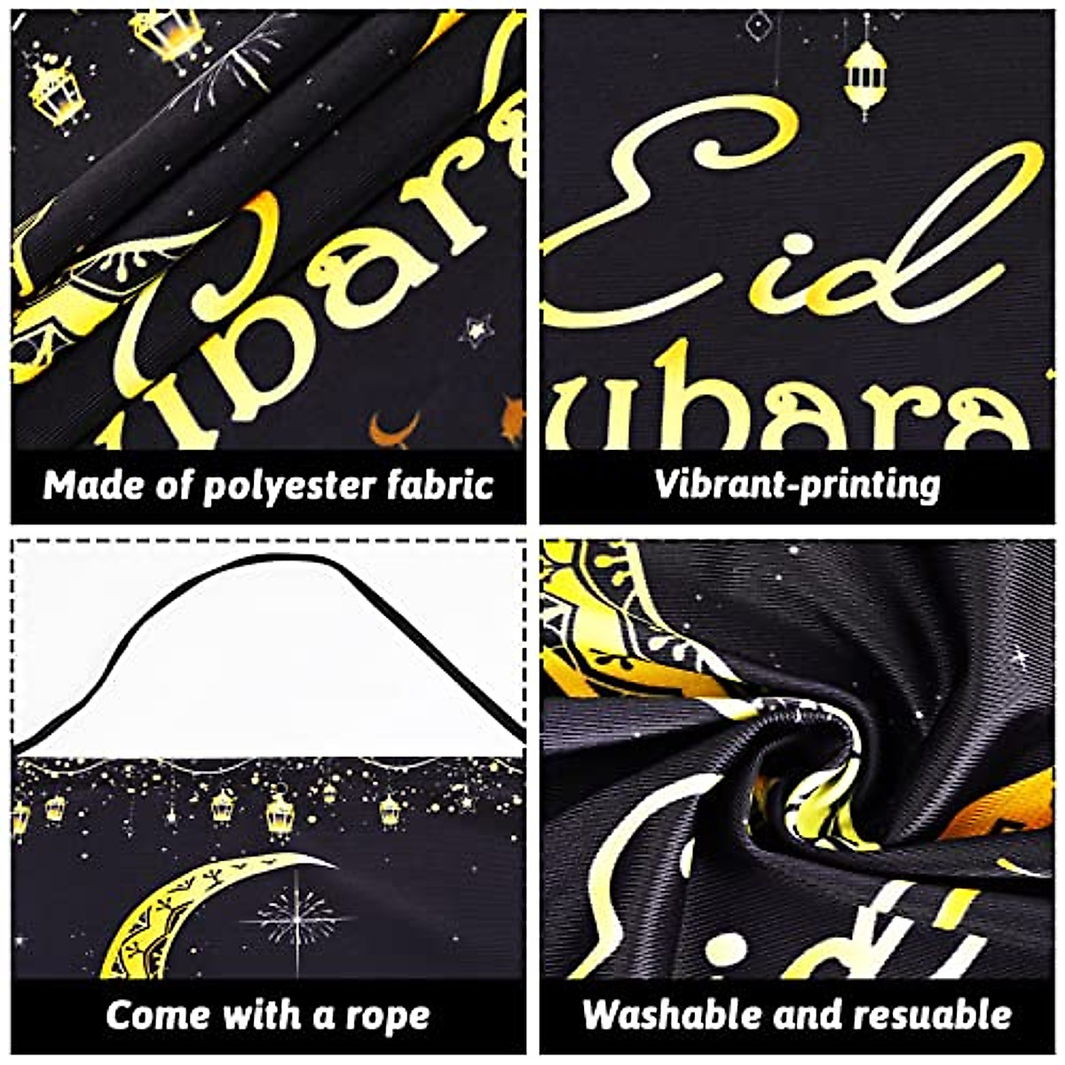 Eid Mubarak Hanging Door Sign EID Decorative Hanging Sign Muslim Party Decorations Black Gold Moon Lantern Banner for Ramadan Kareem Eid Mubarak Sign Home Decor Happy EID Muslim Party Supplies Favor