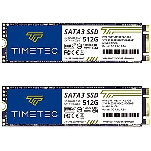 Timetec 512GBx2 (2 Pack) SSD 3D NAND SATA III 6Gb/s M.2 2280 NGFF 256TBW Read Speed Up to 550MB/s SLC Cache Performance Boost Internal Solid State Drive for PC Computer Laptop and Desktop