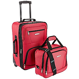 Rockland Fashion Softside Upright Luggage Set,Expandable, Red, 2-Piece (14/19)